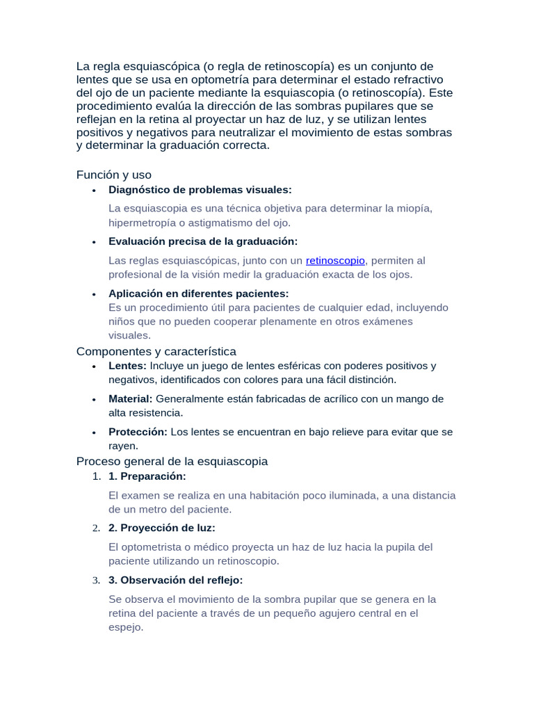 Reglas de Esquiascopia en Optometría | PDF | Lentes | Ojo humano