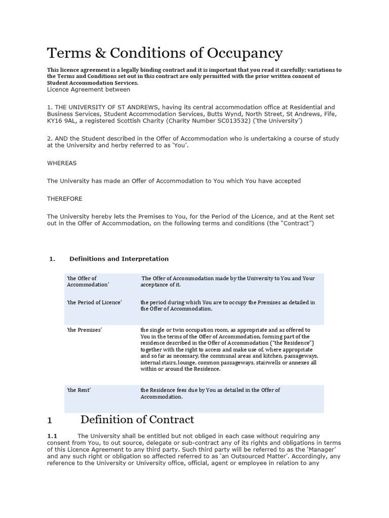 Terms and Conditions of Occupancy | PDF | Lease | Eviction