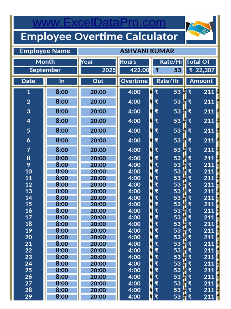 Employee Overtime Calculation Tool | PDF | Overtime | Demographic Economics