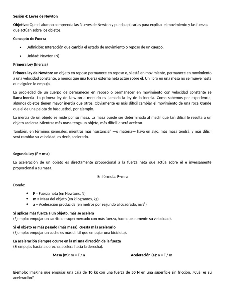 Leyes de Newton: Fuerza y Movimiento | PDF | Las leyes del movimiento ...
