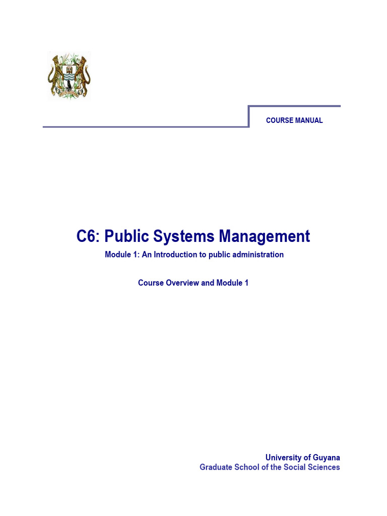 Public Systems Management Course Overview | PDF | Governance | Policy