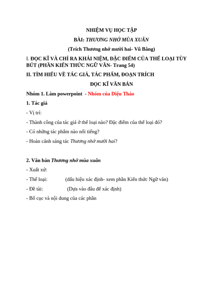 PHT - Thương NH Mùa Xuân | PDF