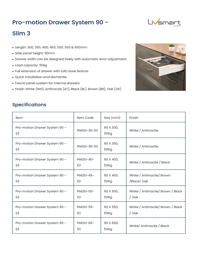 Pro-Motion Drawer System 90 - Slim 3 | PDF