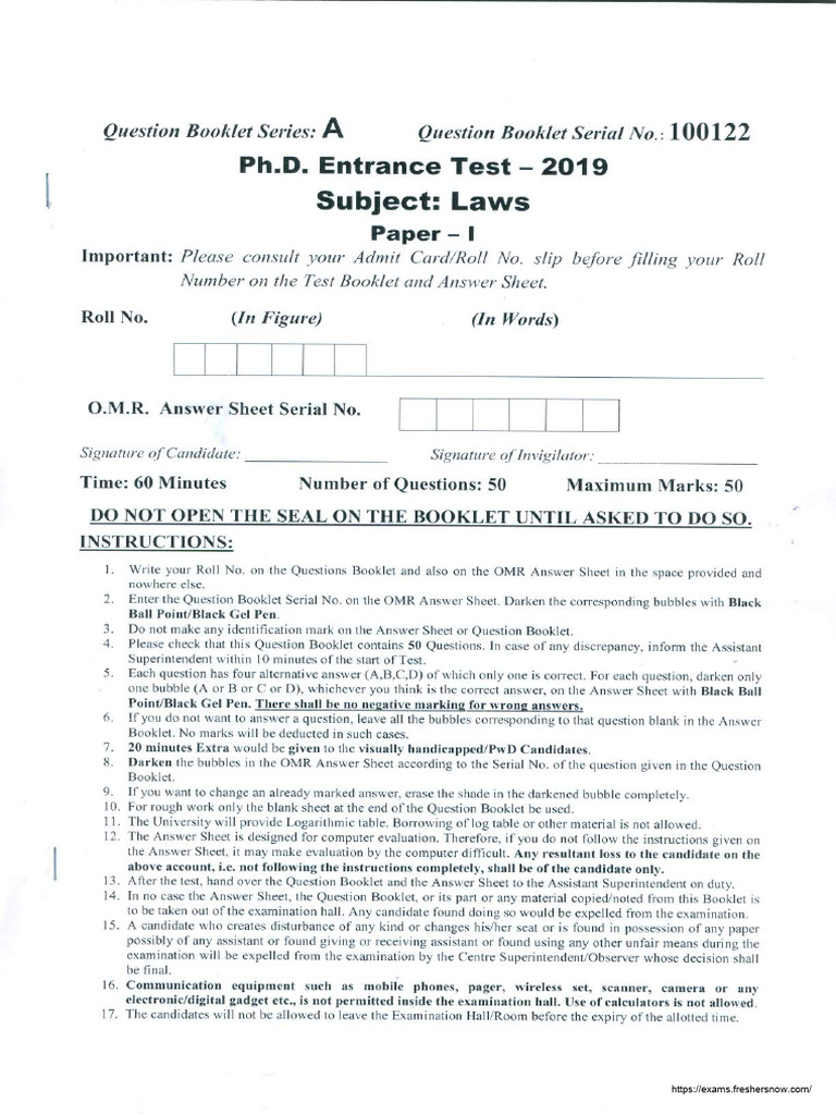 PU MPhil PHD Entrance Sample Papers PDF Download | PDF