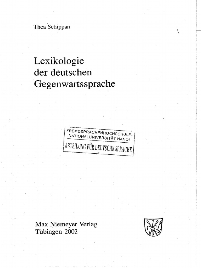 Schippan - Lexikologie Der Deutschen Gegenwartssprache | PDF