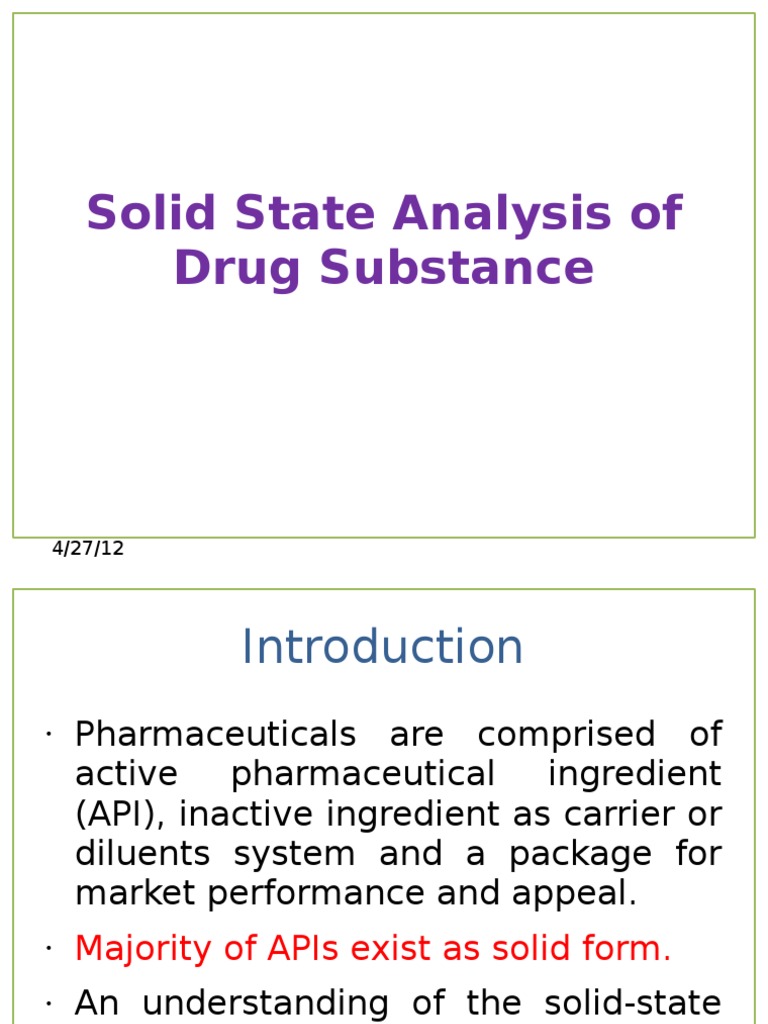 Solid State Analysis of Drug Substance | PDF | Differential Scanning ...