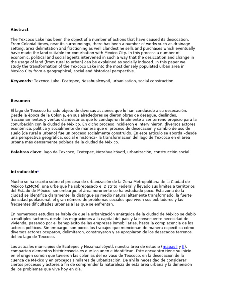 Desecación del Lago de Texcoco y Urbanización | PDF | Hidrografía ...