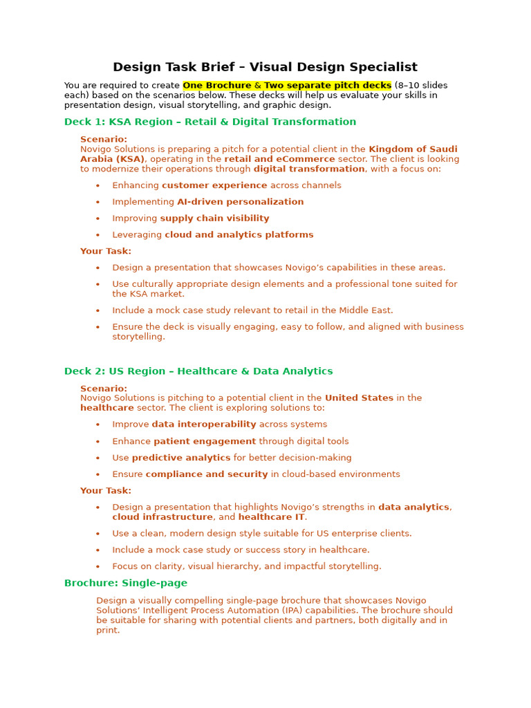 Visual Design Task for Novigo Solutions | PDF | Automation | Analytics
