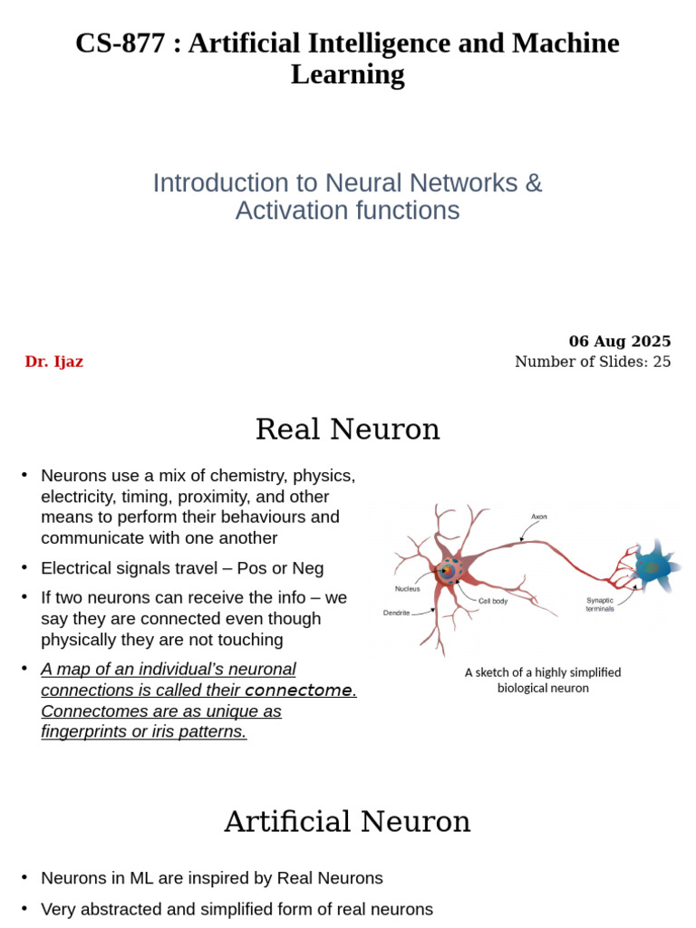 L11 Introduction To Neural Network AI&ML CS877 | PDF | Algorithms | Applied Mathematics