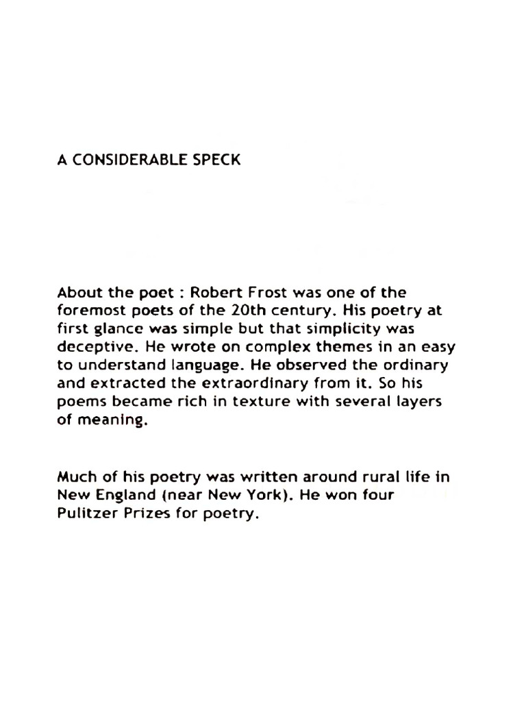 A Considerable Speck Short Notes | PDF