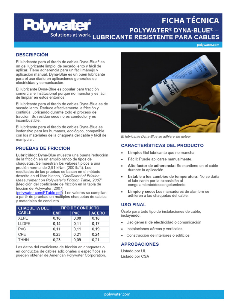 Lubricante Dyna-Blue para Cables: Eficaz y Limpio | PDF | Lubricante