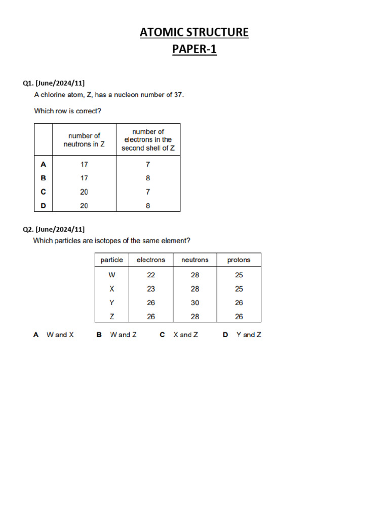 Atomic Structure Mcqs & Theory | PDF