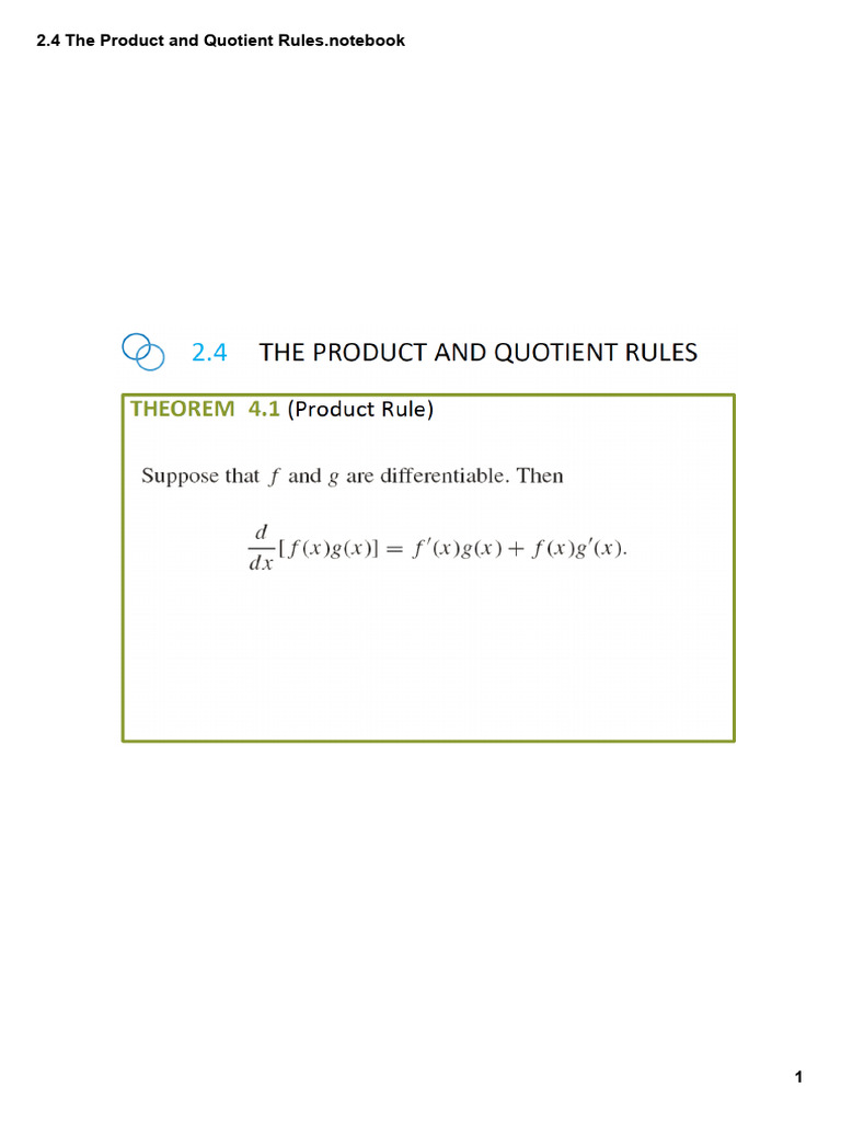 2.4 The Product and Quotient Rules | PDF