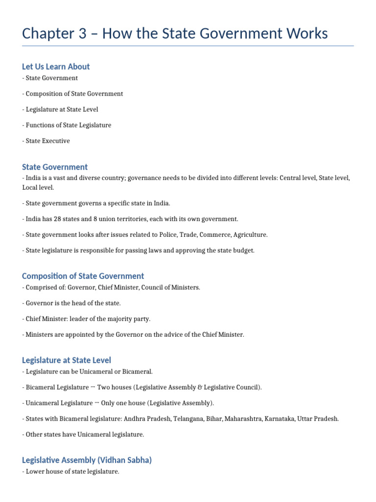 How The State Government Works | PDF | Legislature | Government