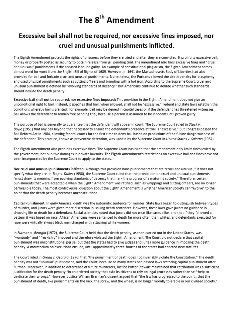 Eighth Amendment: Bail and Punishment Limits | PDF | Eighth Amendment ...