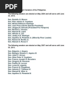 List of Philippine Senators, 19th Congress | PDF