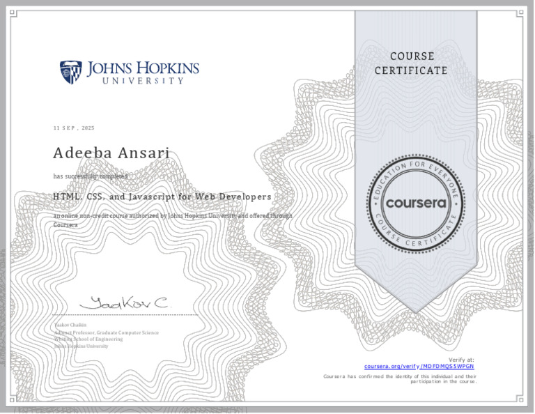 Coursera Certificate | PDF