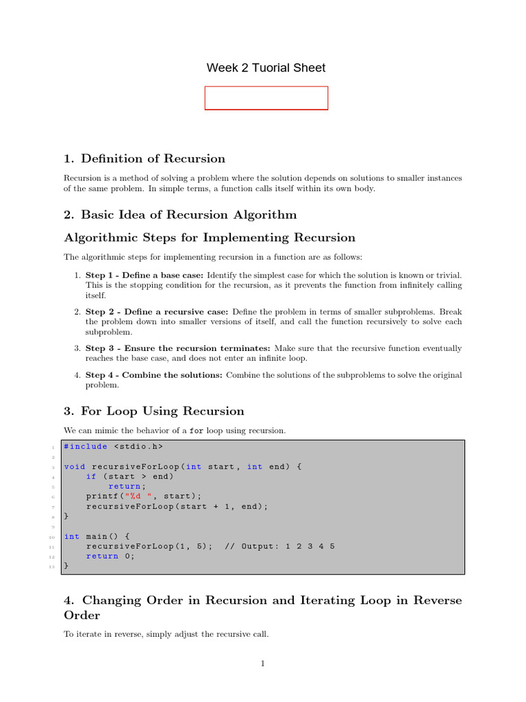 Week2 Tutorial Sheet | PDF | Time Complexity | Recursion