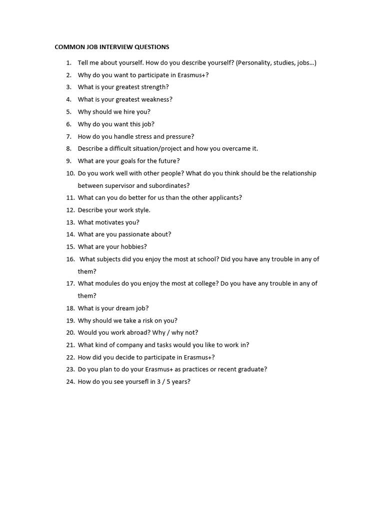 Common Job Interview Questions | PDF