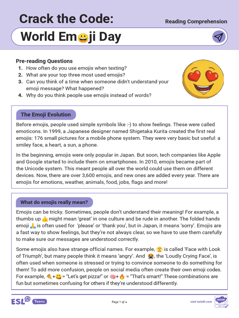 Understanding Emojis and Their Impact | PDF | English As A Second Or ...
