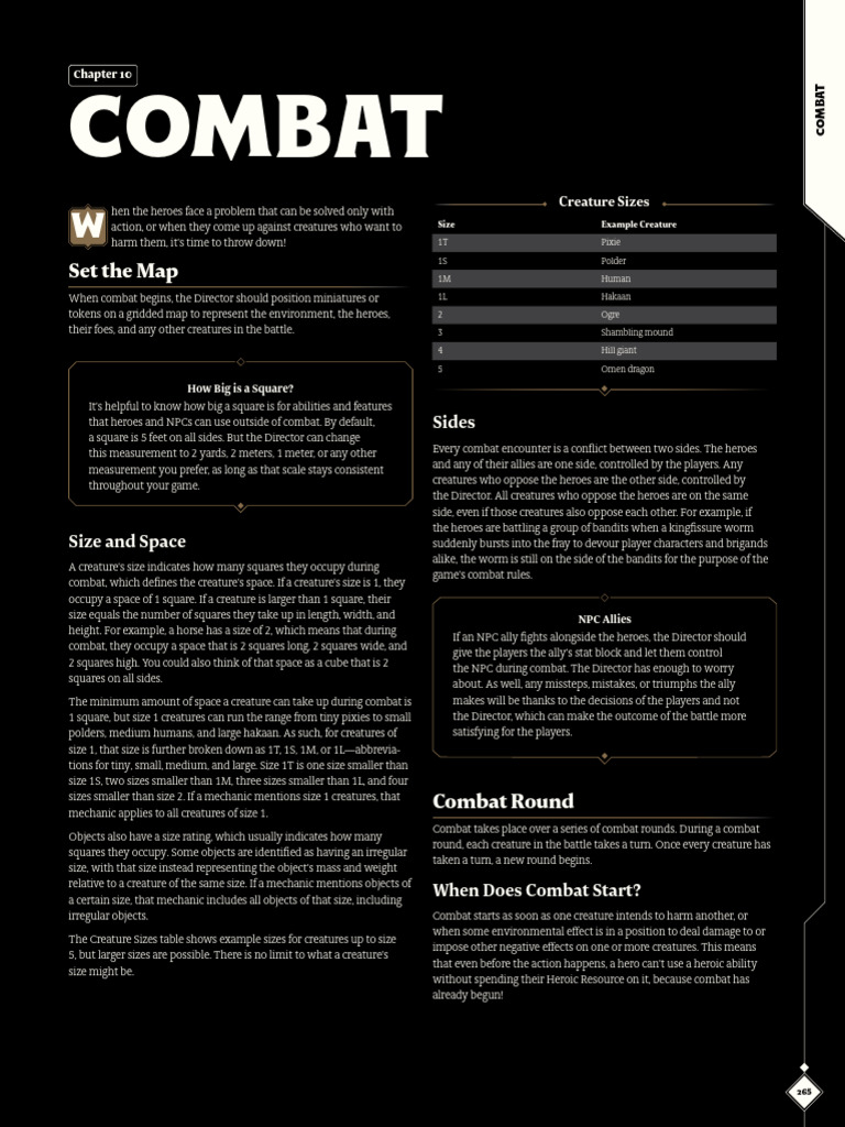 Combat Mechanics and Creature Sizes | PDF