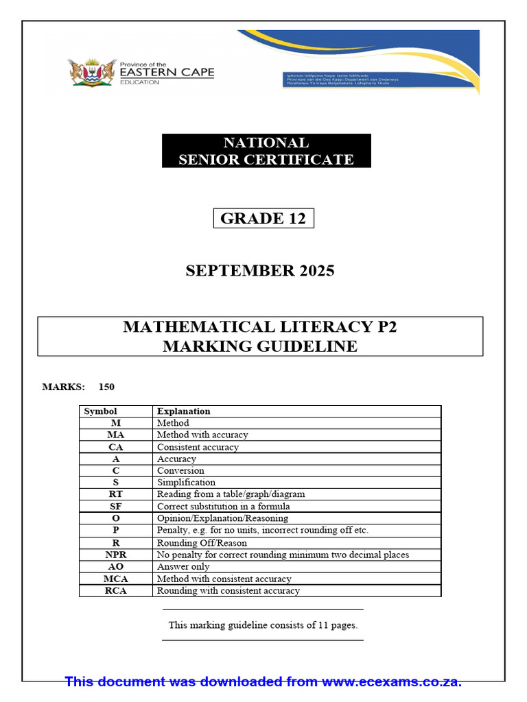 Grade 12 Maths Literacy P2 Memo 2025 | PDF | Accuracy And Precision | Area
