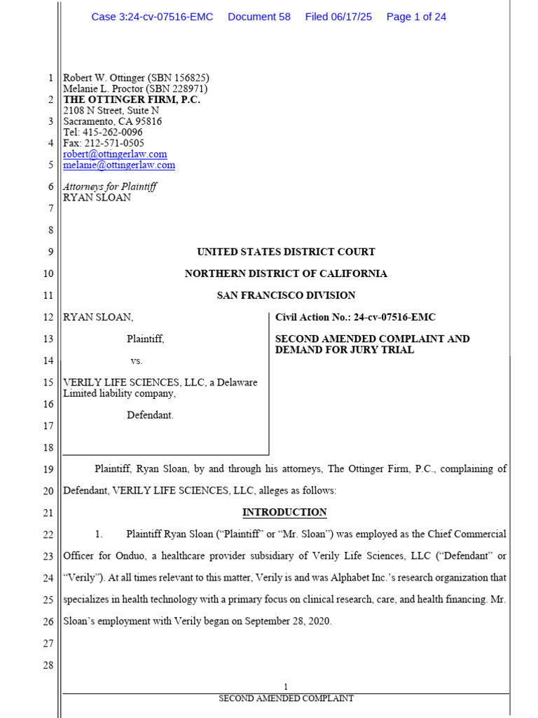 Verily (DKT 58) Second Amended Complaint 4909-1194-0942 v.1 | PDF | Health Insurance Portability ...