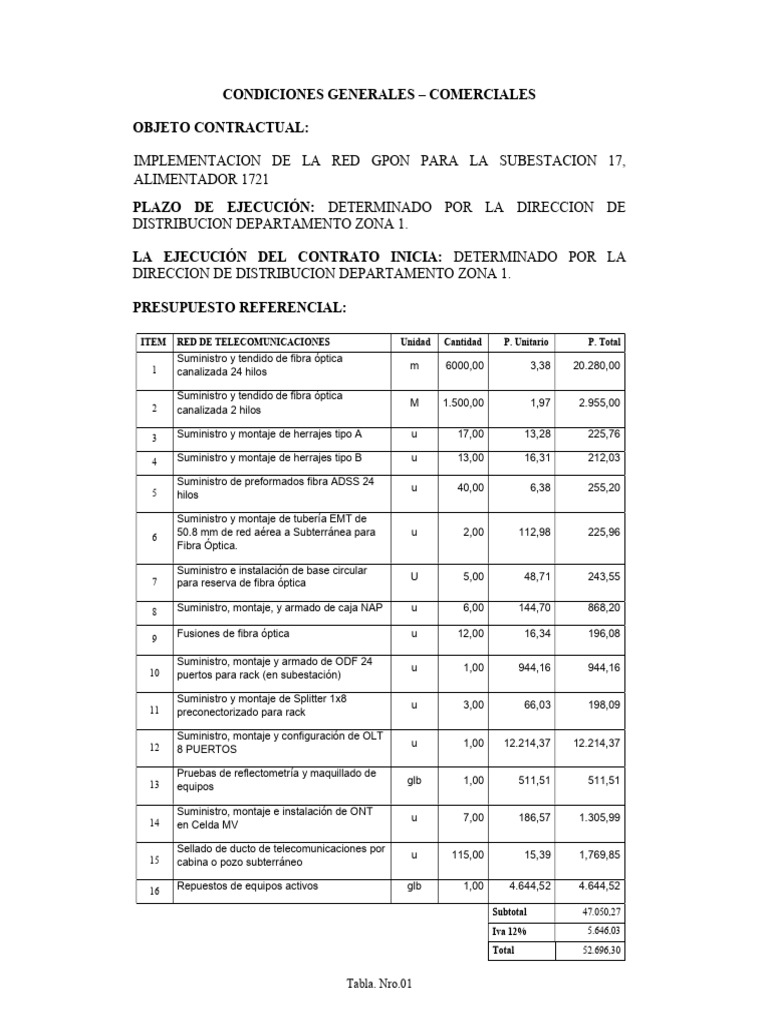 Anexo Especificaciones Tecnicas 2 | PDF | Fibra óptica | Telecomunicaciones
