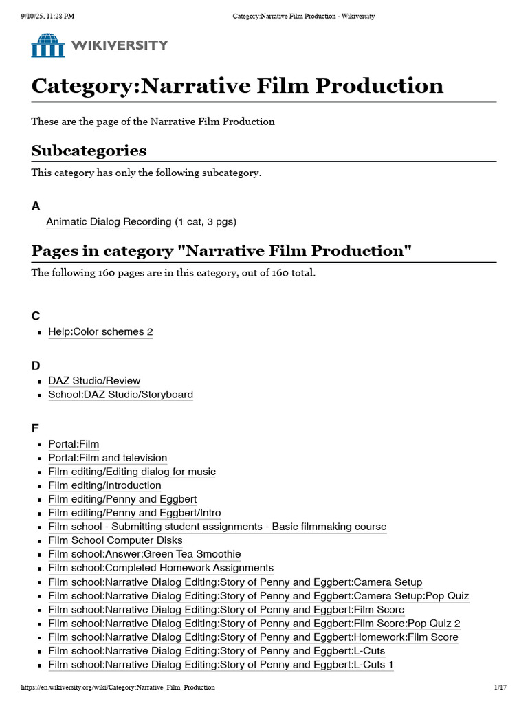 Category - Narrative Film Production - Wikiversity | PDF | Film ...