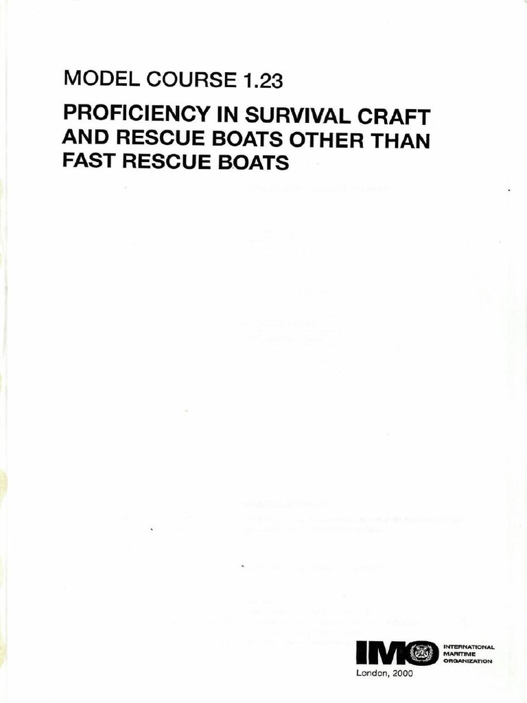 Imo Model Course 123 Proficiency in Survival Craft and Rescue Boats ...