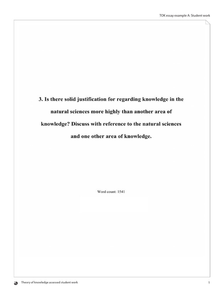 TOK Essay A Exemplar | PDF