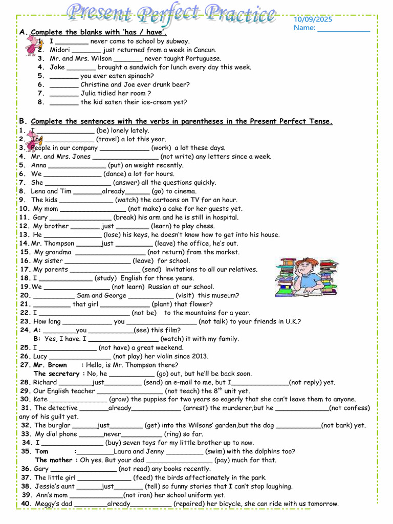Worksheet Present Perfect Simple A2 Level | PDF