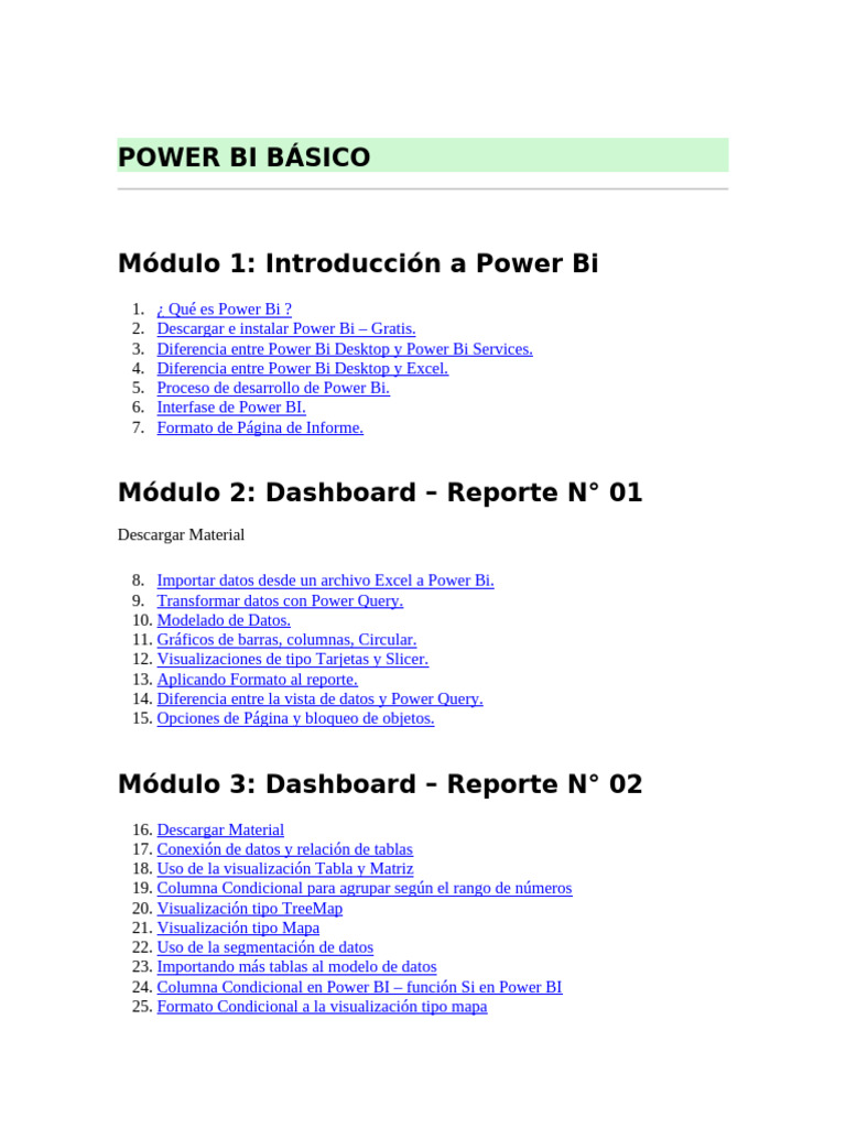 Guía Completa de Power BI Básico | PDF