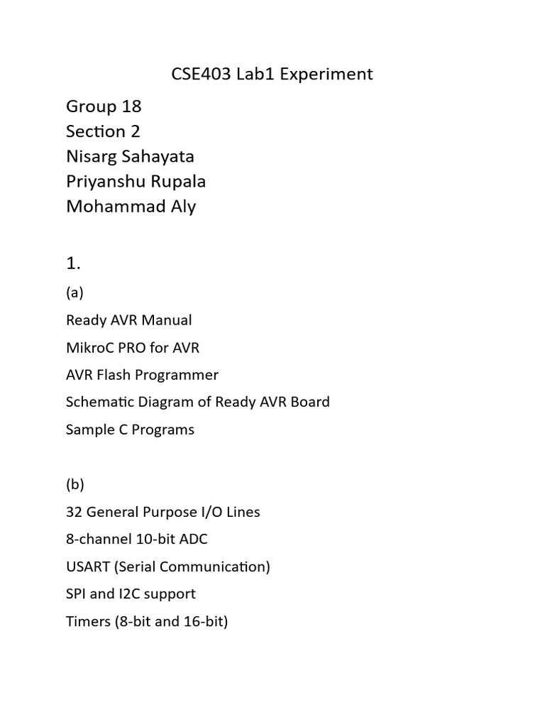 CSE403Lab1Experiment Group18 Section2 | PDF | Electronic Engineering ...