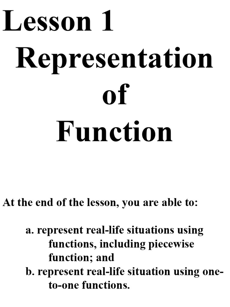 Lesson 1 Representations of Function | PDF | Function (Mathematics) | Variable (Mathematics)