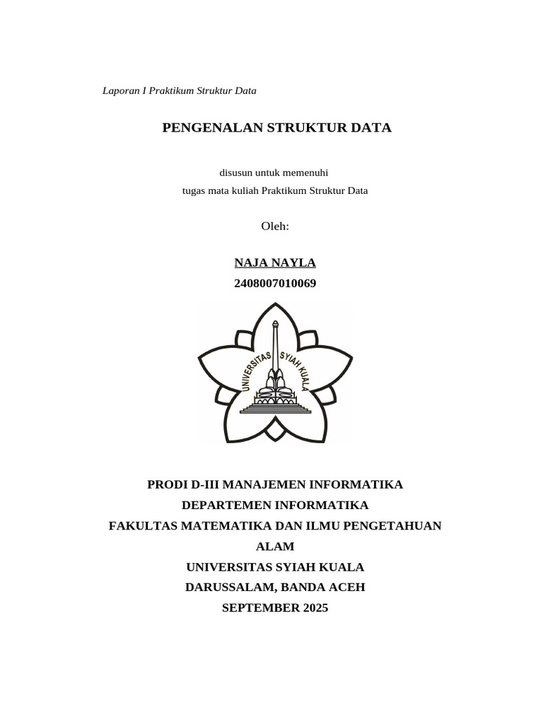 Laporan I Praktikum Struktur Data | PDF