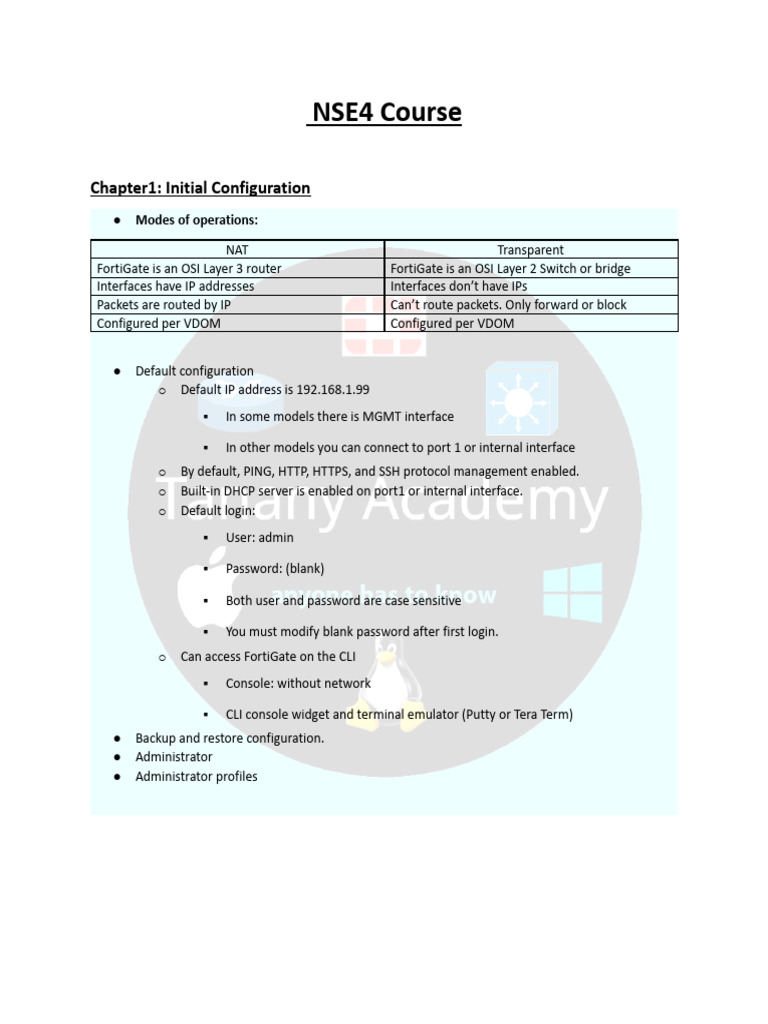 Tanany Academy - NSE4 Course | PDF | Internet Protocol Suite | Firewall (Computing)