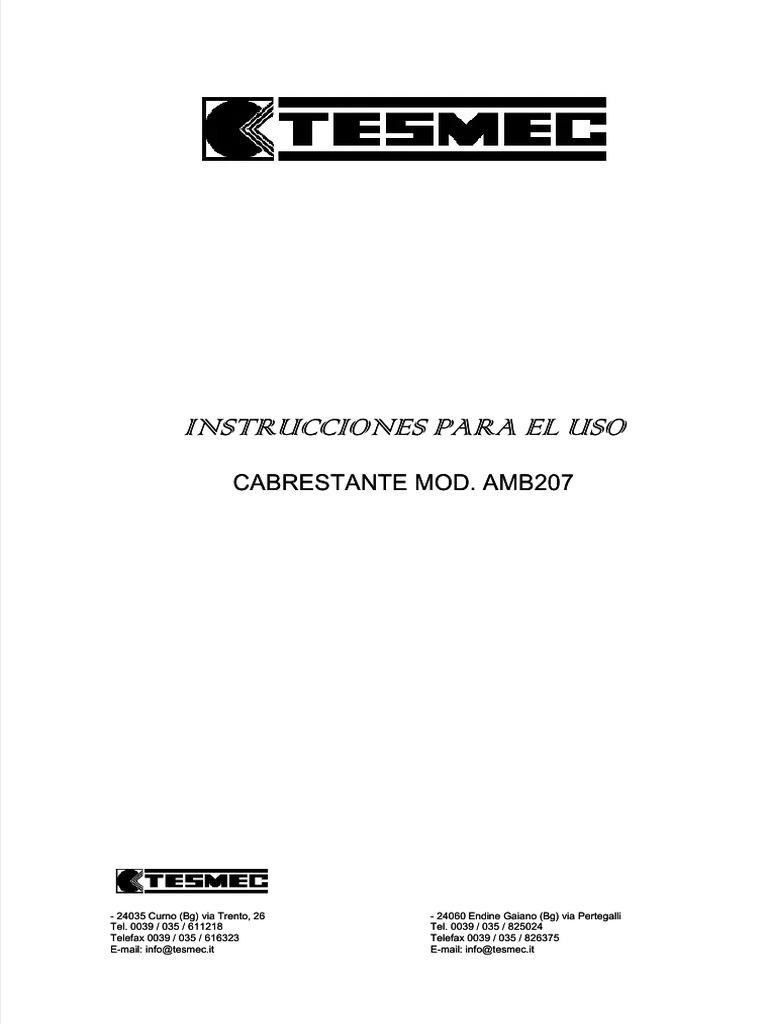 Cabestrante Amb207 | PDF | Cuerda | Motores