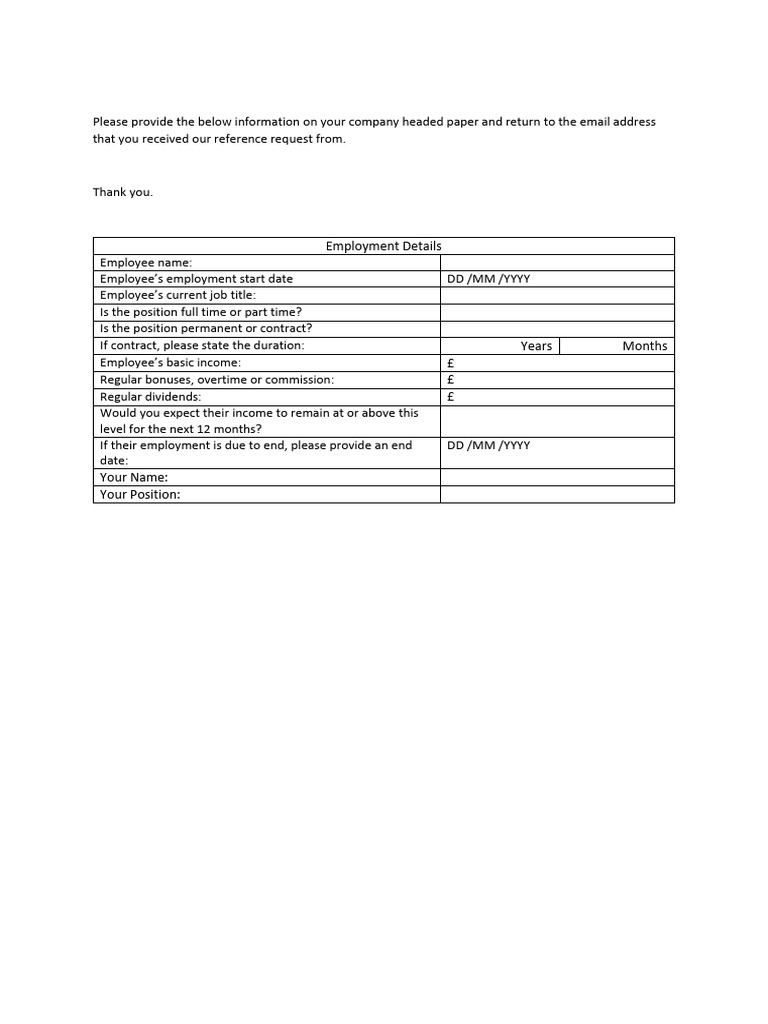 Employed Referee Form | PDF