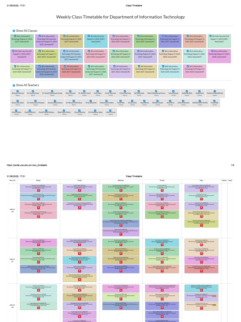 Weekly IT Class Timetable 2025-2029 | PDF | Computing | Information ...