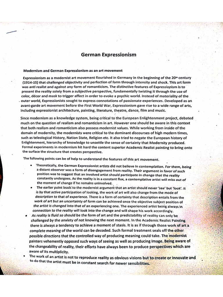 German Expressionism Notes | PDF