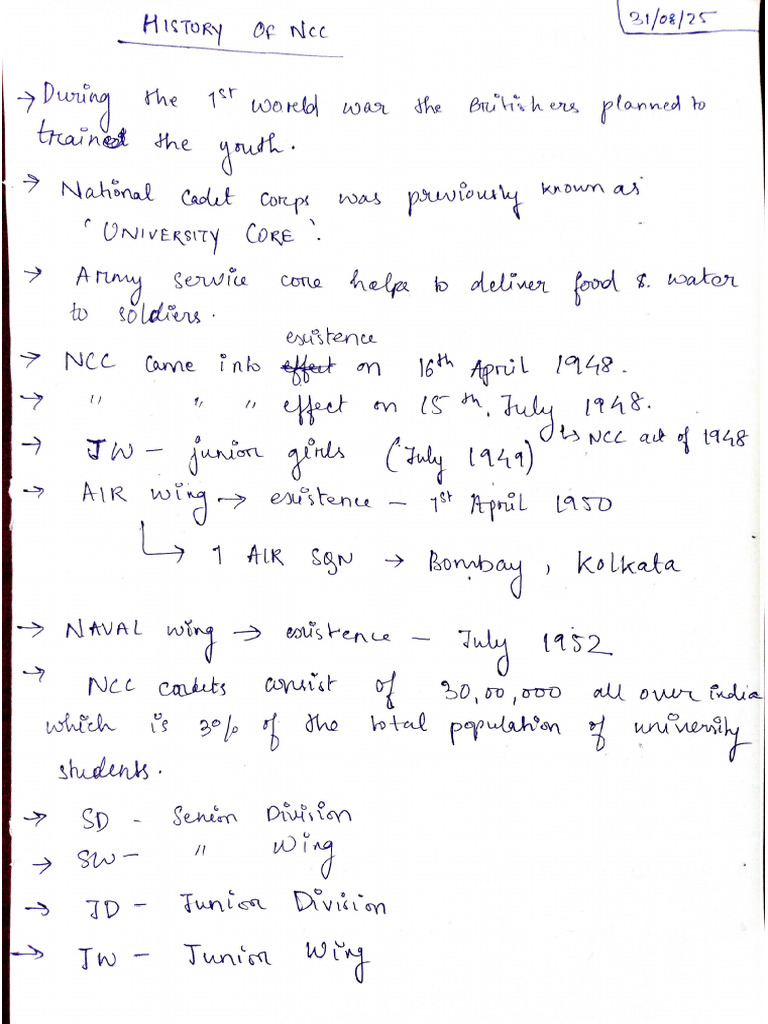 NCC 1st Day Notes | PDF