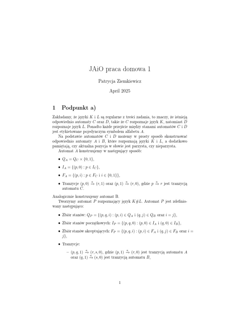 JAiO Praca Domowa 1-4 | PDF