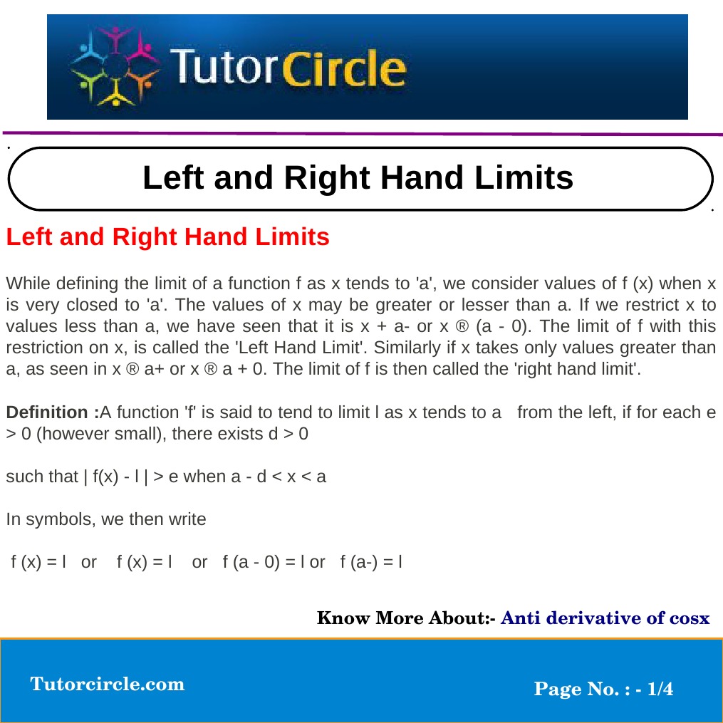 Left and Right Hand Limits | PDF | Function (Mathematics ...