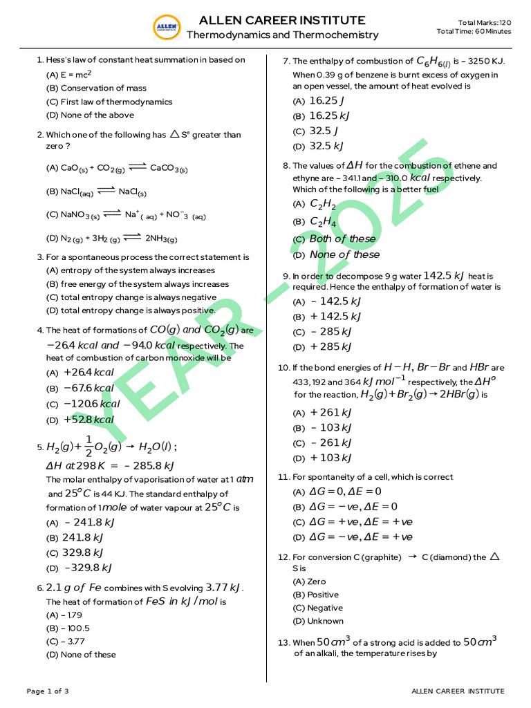 Thermodynamics and Thermochemistry | PDF | Continuum Mechanics ...