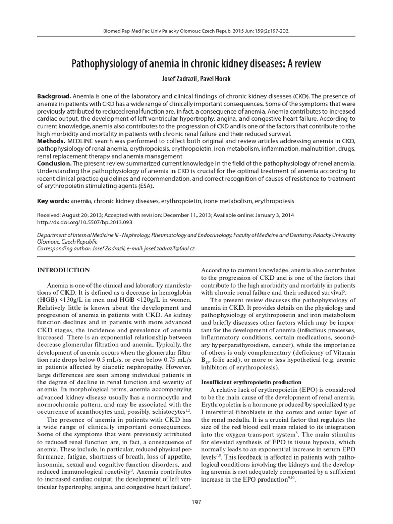 Pathophysiology of Anemia in Chronic Kidney Diseas | PDF | Anemia ...