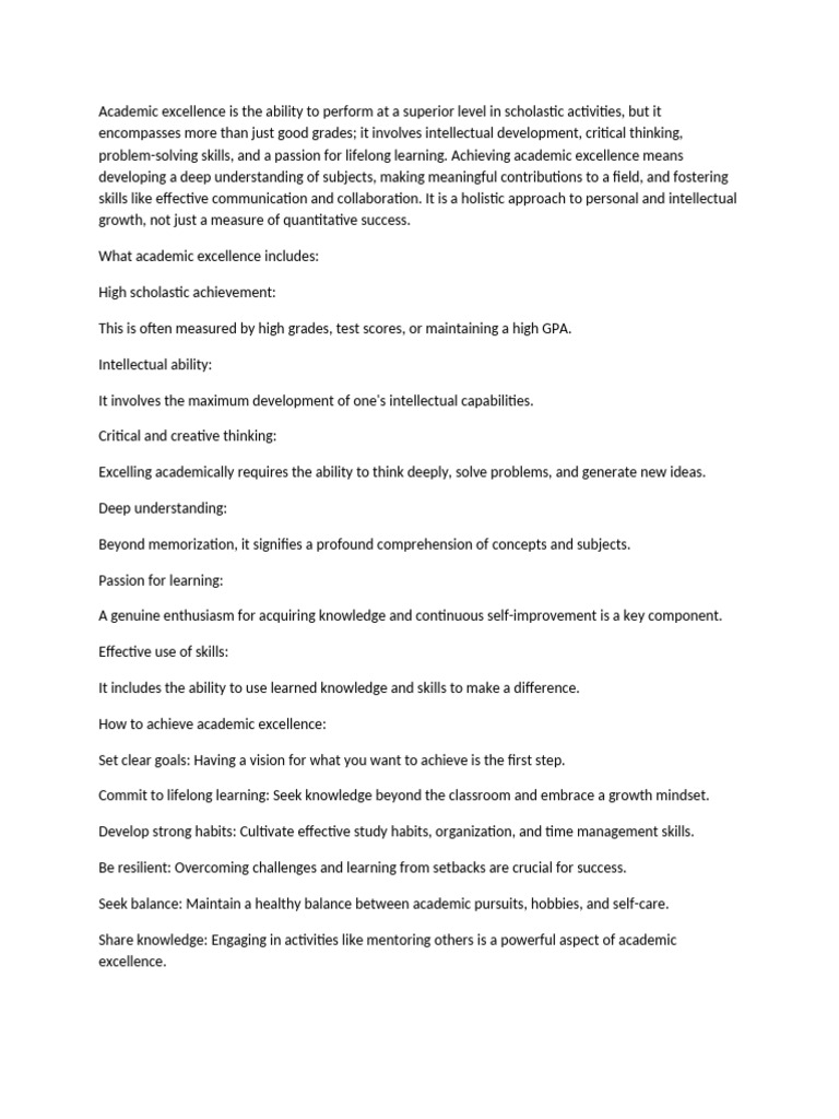Achieving Academic Excellence: Key Insights | PDF