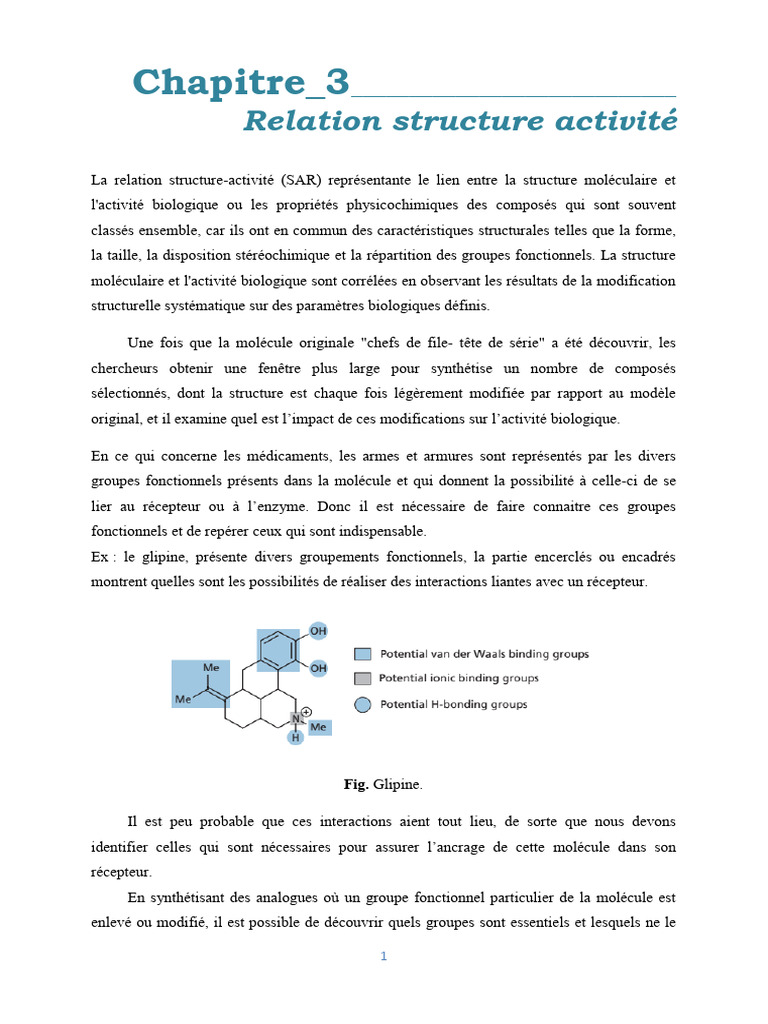 Relation structure-activité en chimie médicamenteuse | PDF | Amide ...