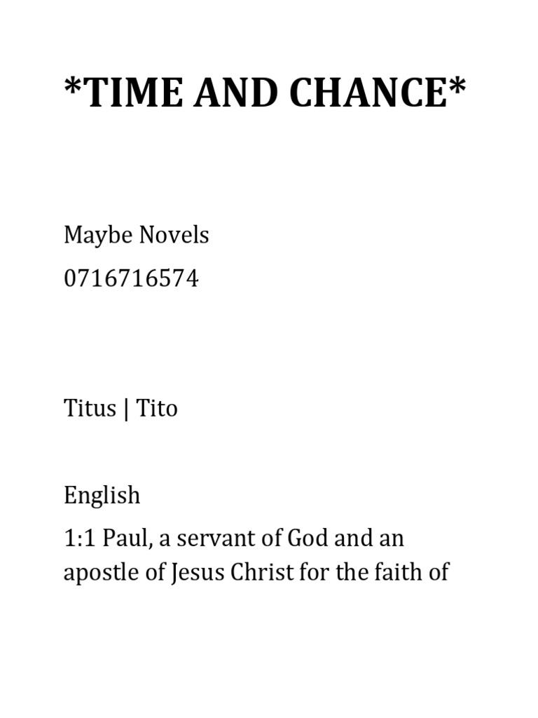 Time and Chance | PDF