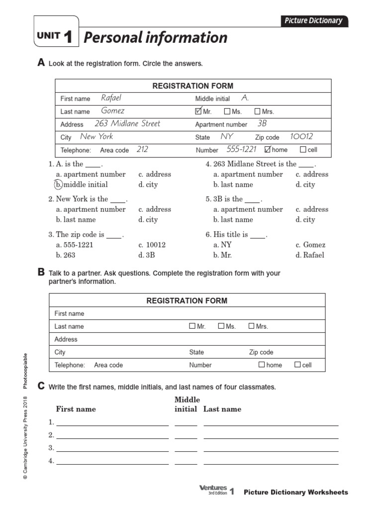 Personal Information and Daily Activities | PDF